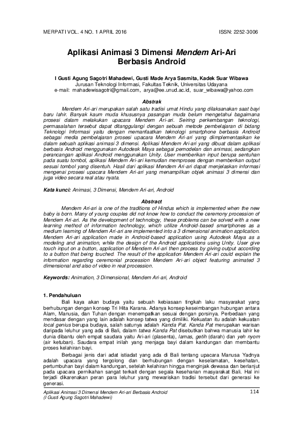 (PDF) Aplikasi Animasi 3 Dimensi Mendem Ari-Ari Berbasis Android