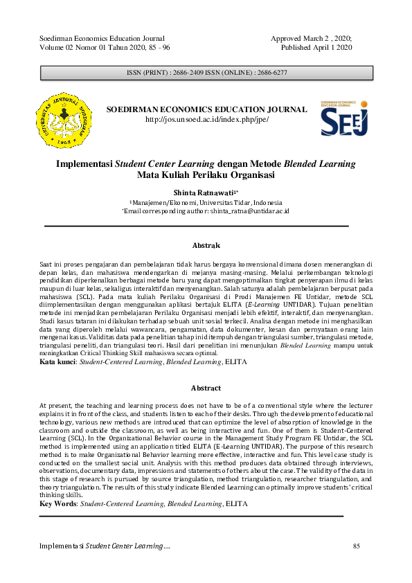(PDF) Implementasi Student Center Learning dengan Metode Blended ...