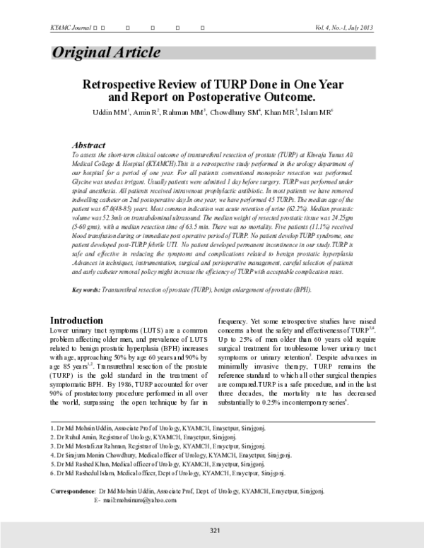 (PDF) Retrospective Review of TURP Done in One Year and Report on ...