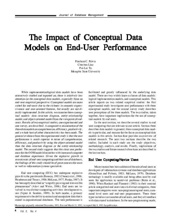 (PDF) The Impact of Conceptual Data Models on End-User Performance