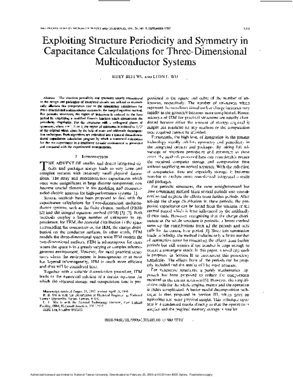 Pdf Exploiting Structure Periodicity And Symmetry In Capacitance Calculations For Three