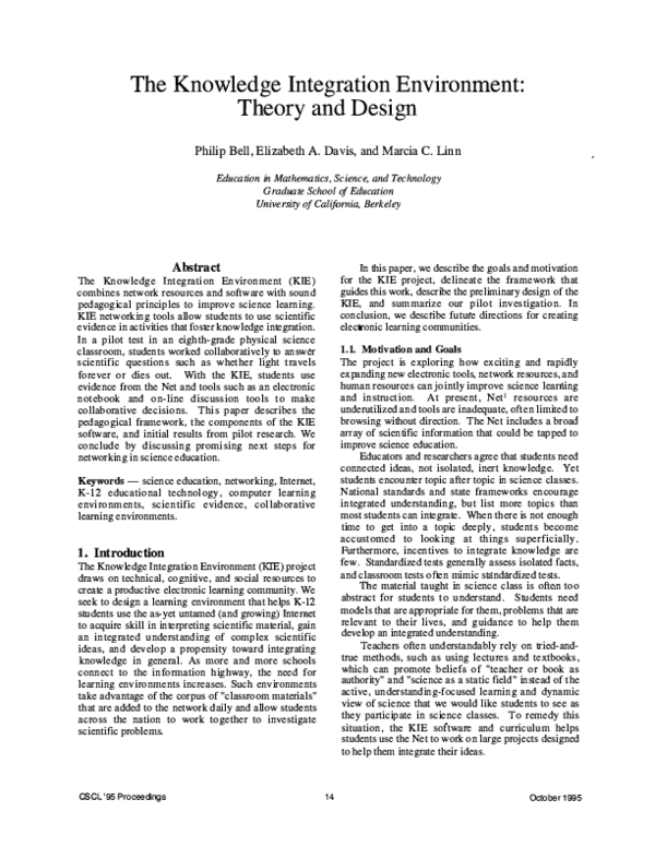 (PDF) The knowledge integration environment (PDF) The knowledge integration environment