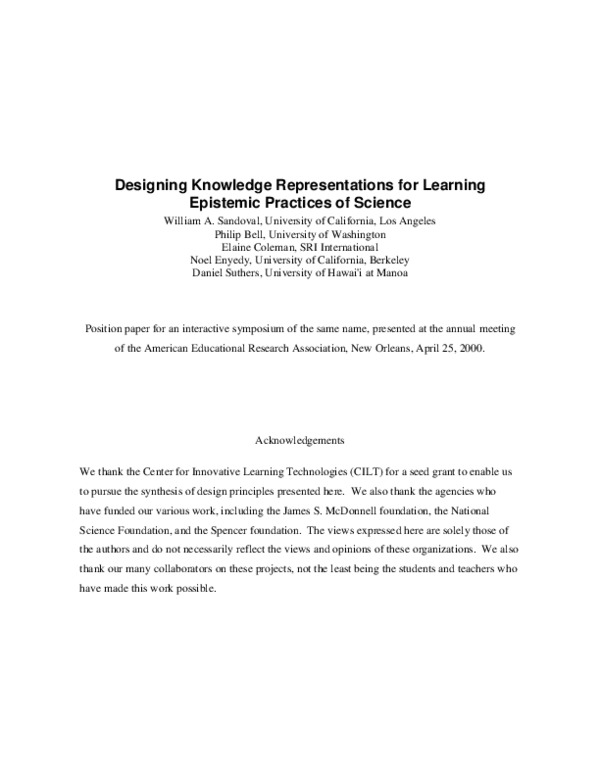 (PDF) Designing knowledge representations for learning epistemic ...