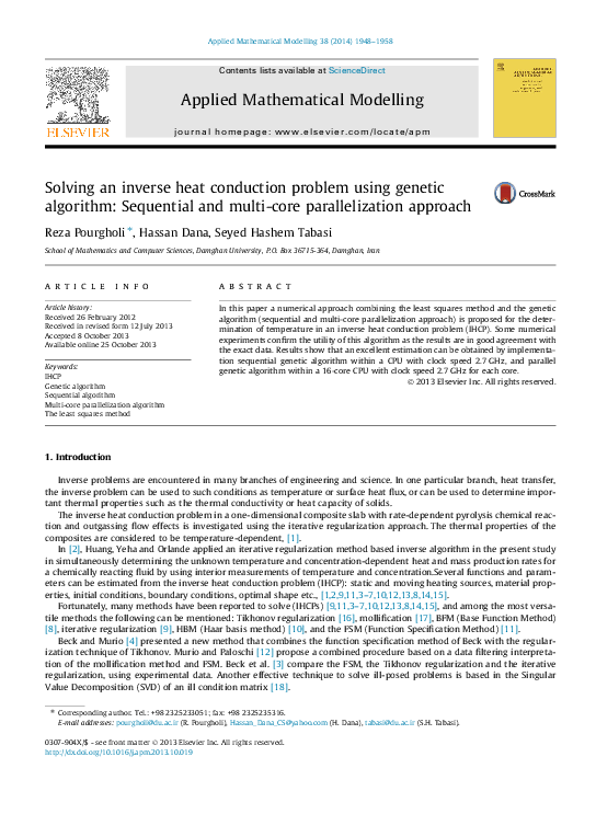 (PDF) Solving an inverse heat conduction problem using genetic algorithm: Sequential and multi ...