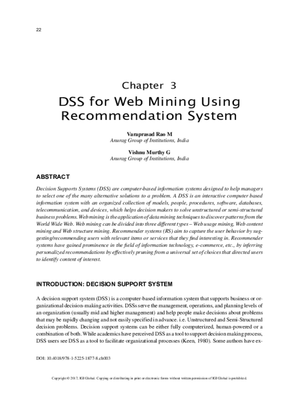 (PDF) DSS for Web Mining Using Recommendation System