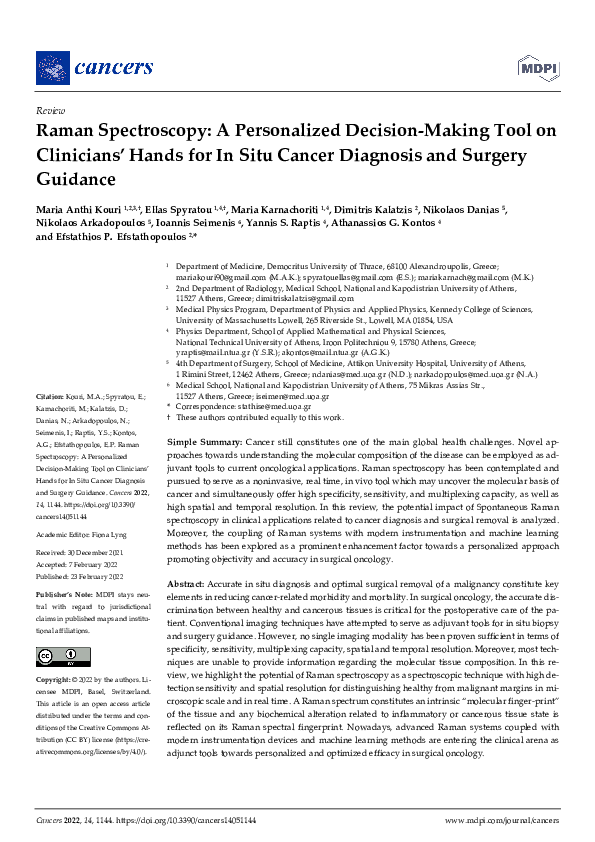 (PDF) Raman Spectroscopy: A Personalized Decision-Making Tool on ...