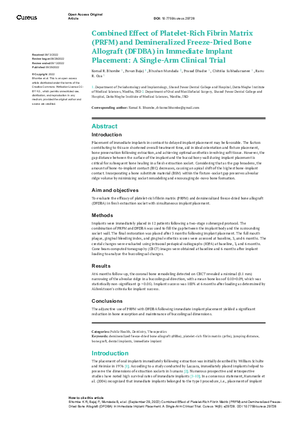 (PDF) Combined Effect of Platelet-Rich Fibrin Matrix (PRFM) and ...