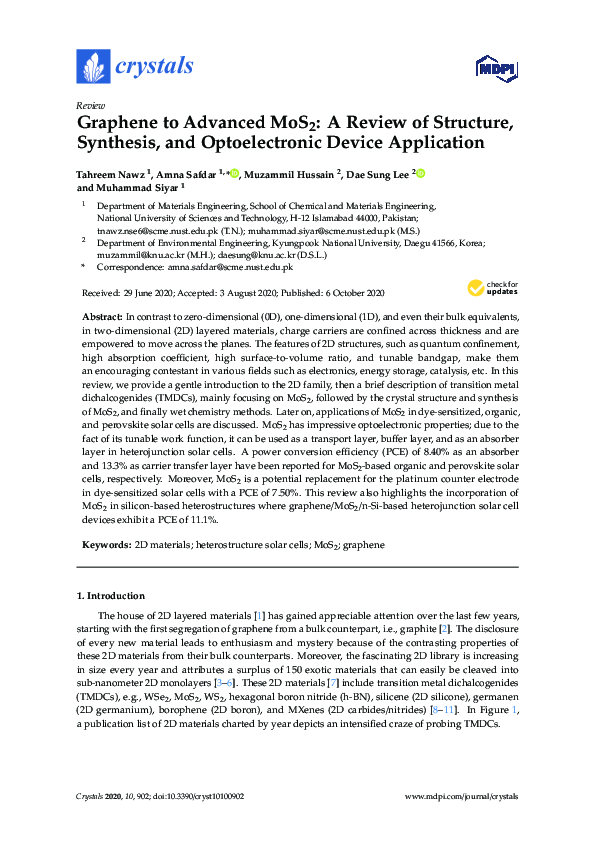 (PDF) Graphene to Advanced MoS2: A Review of Structure, Synthesis, and ...
