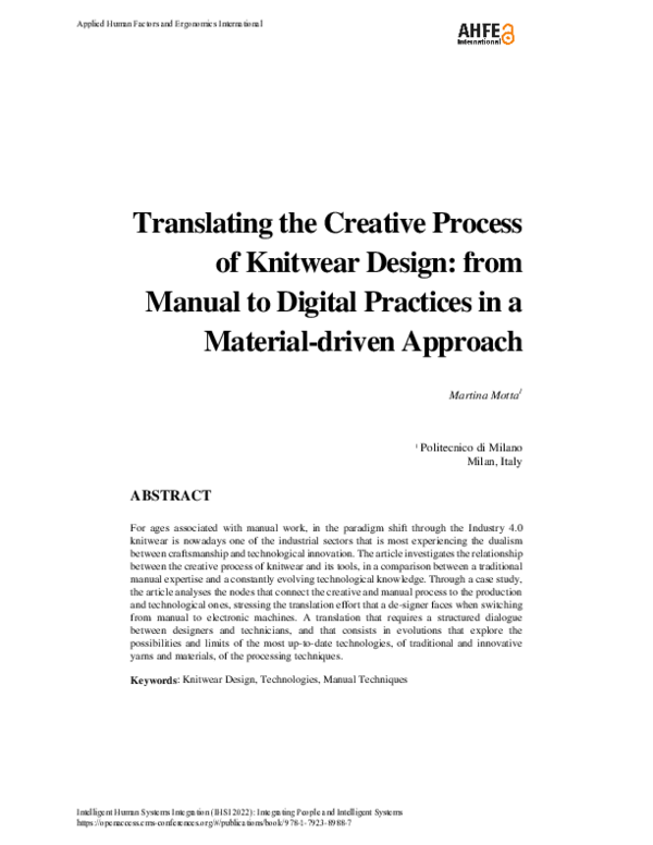 (PDF) Translating the creative process of knitwear design: from manual ...