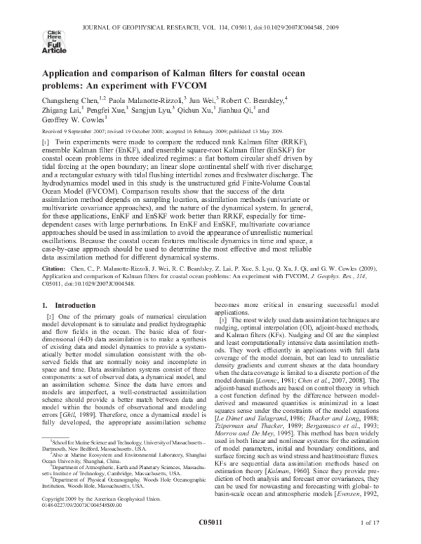 (PDF) Application and comparison of Kalman filters for coastal ocean ...