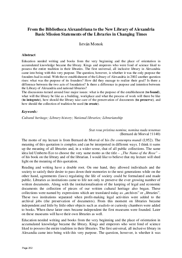 (PDF) From the Bibliotheca Alexandriana to the New Library of ...