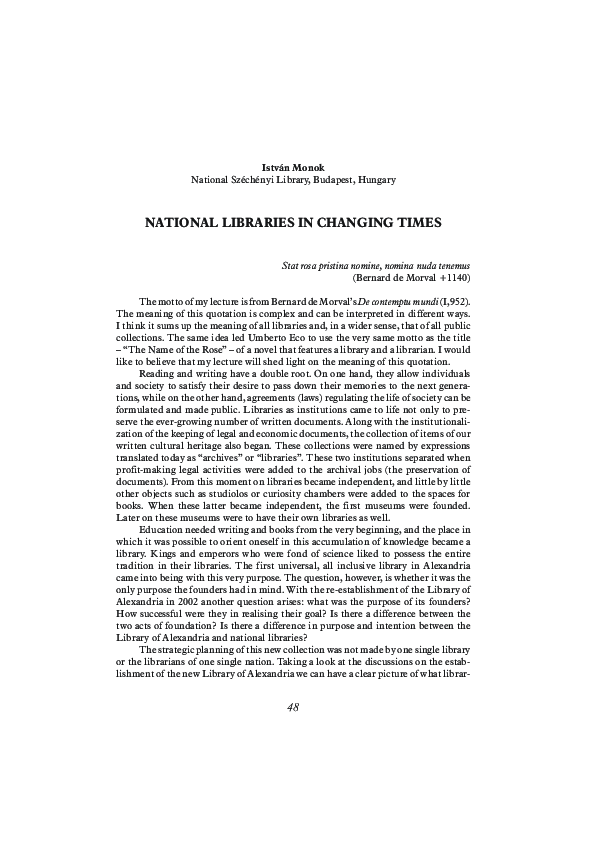 (PDF) National Libraries in Changing Times