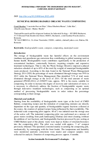 (PDF) Municipal Biodegradable Organic Waste Composting