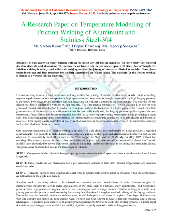 (PDF) A Research Paper on Temperature Modelling of Friction Welding of ...