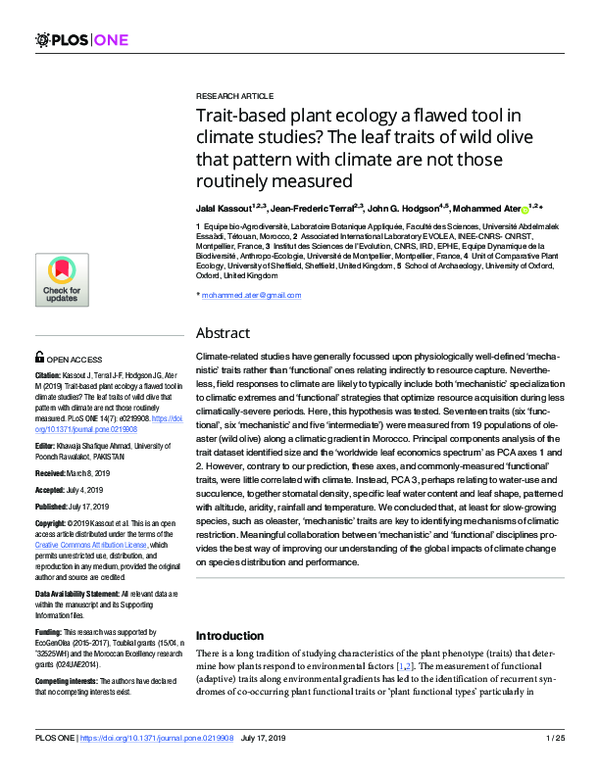 (PDF) Trait-based plant ecology a flawed tool in climate studies? The ...
