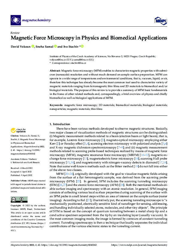 (PDF) Magnetic Force Microscopy in Physics and Biomedical Applications