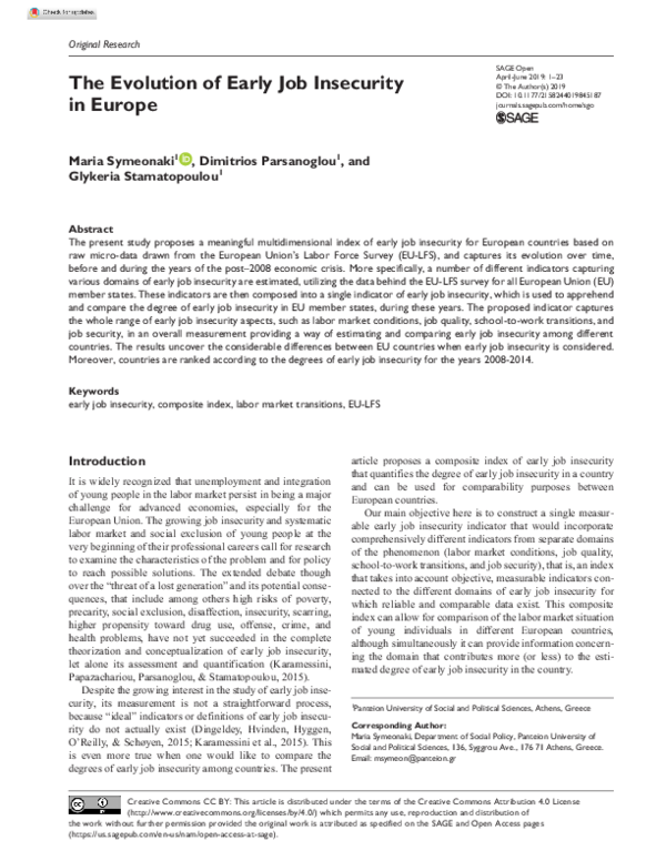 (PDF) The Evolution of Early Job Insecurity in Europe