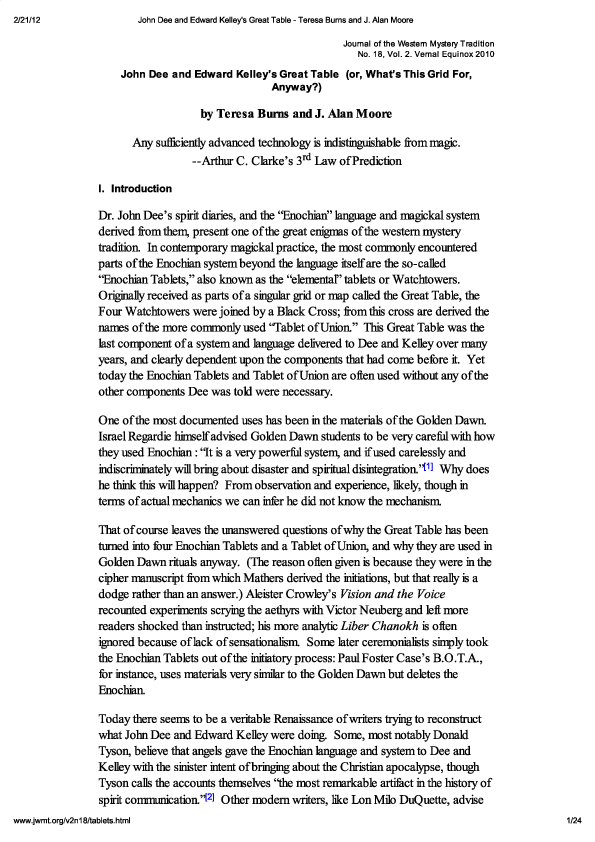 (PDF) John Dee and Edward Kelley’s Great Table (Part I)