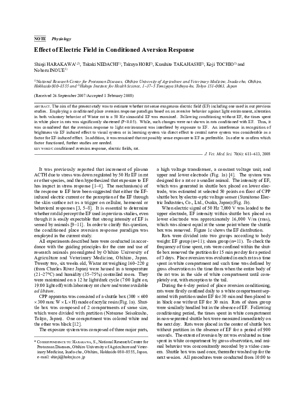 (PDF) Effect of Electric Field in Conditioned Aversion Response