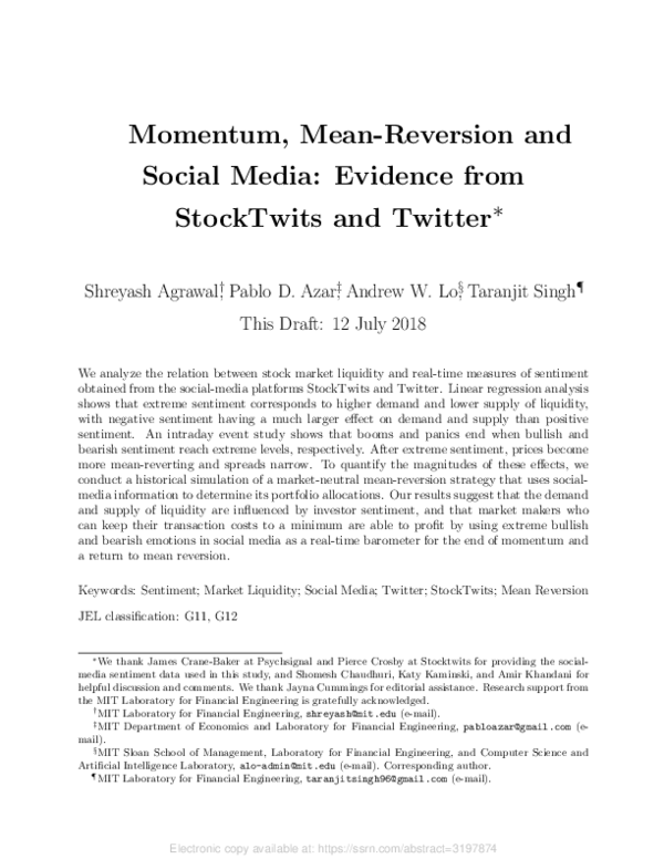 (PDF) Momentum, Mean-Reversion and Social Media: Evidence from ...