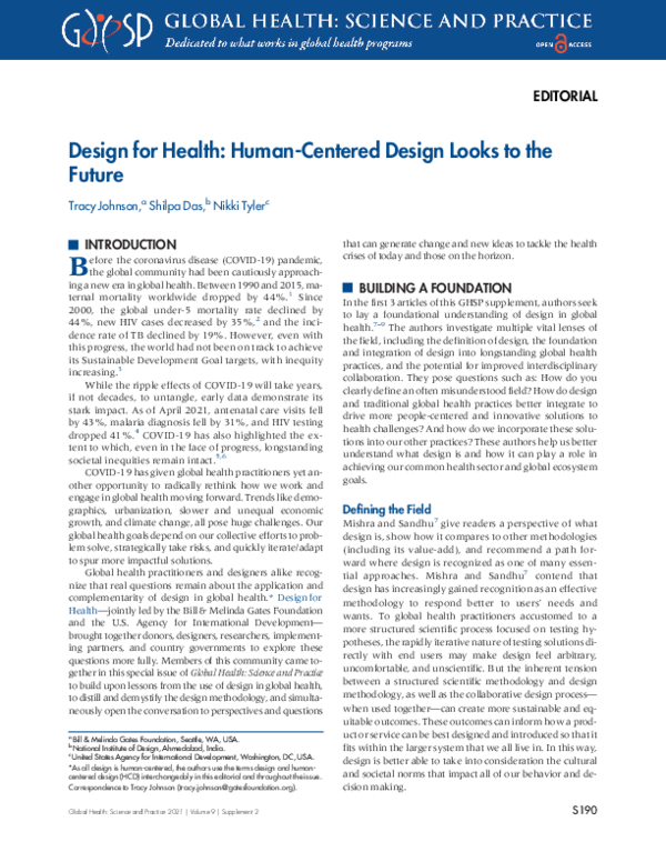 (PDF) Design for Health: Human-Centered Design Looks to the Future