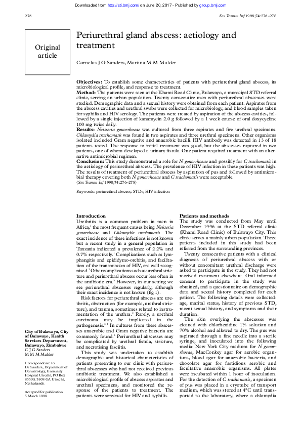 (PDF) Periurethral gland abscess: aetiology and treatment