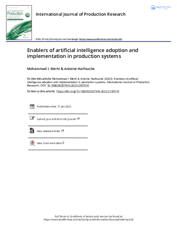(PDF) Enablers of artificial intelligence adoption and implementation in production systems