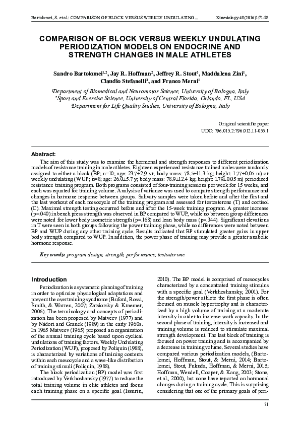 (PDF) Comparison of block versus weekly undulating periodization models ...