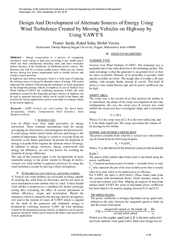 (PDF) Design And Development of Alternate Sources of Energy using Wind ...