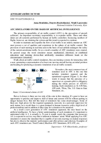 (PDF) Atc Simulators on the Basis of Artificial Intelligence
