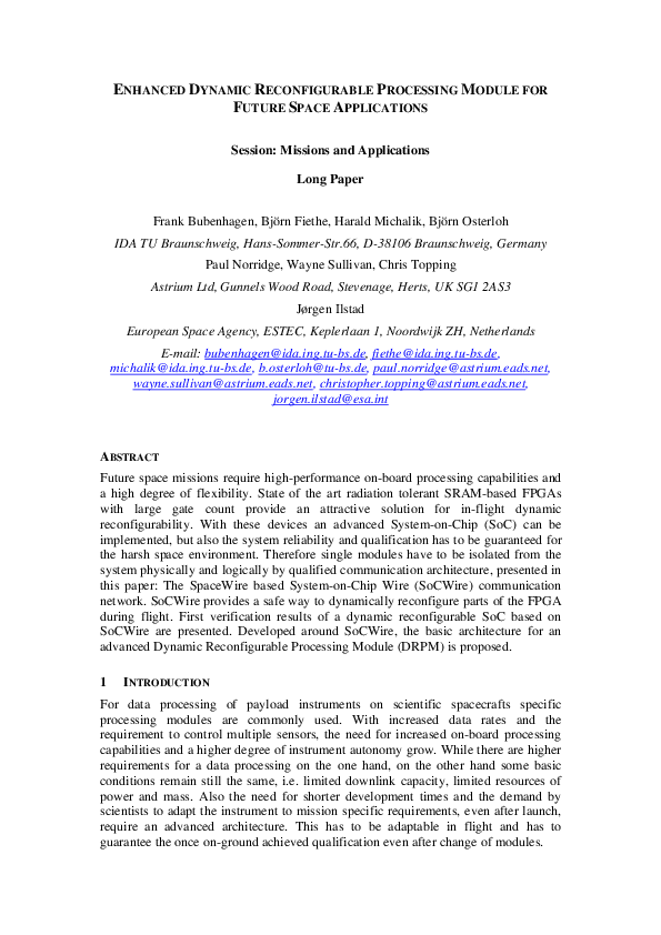 (PDF) Dynamic Reconfigurable Module for Space Missions