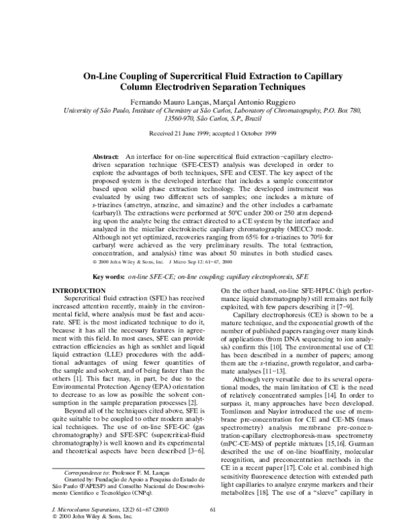 (PDF) On-line coupling of supercritical fluid extraction with ...