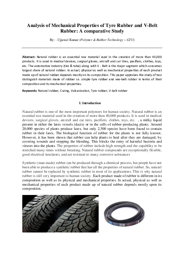(PDF) Analysis of Mechanical Properties of Tyre Rubber and V-Belt ...