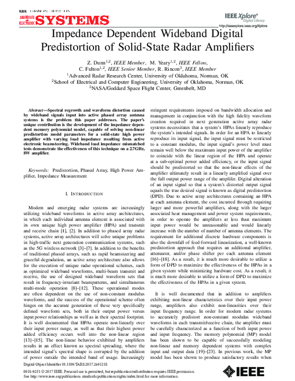 (PDF) Impedance-Dependent Wideband Digital Predistortion of Solid-State ...