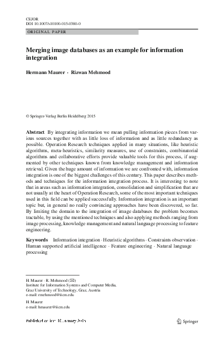 (PDF) Merging image databases as an example for information integration