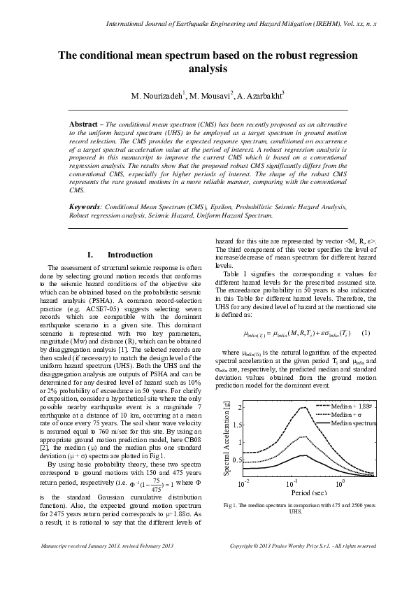 (PDF) The Conditional Mean Spectrum Based on the Robust Regression Analysis