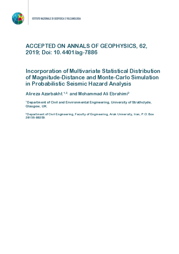 (PDF) Incorporation of Multivariate Statistical Distribution of Magnitude-Distance and Monte ...