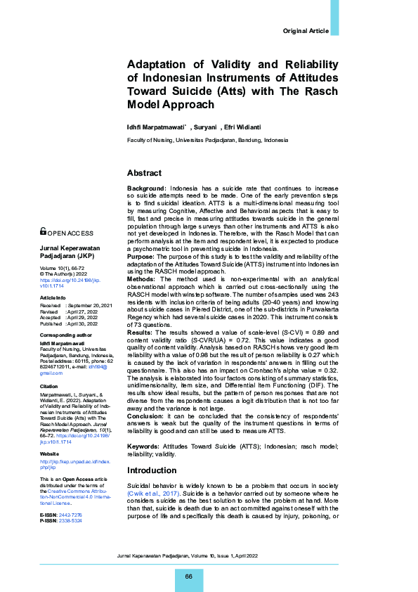 (PDF) Adaptation of Validity and Reliability of Indonesian Instruments of Attitudes towards ...
