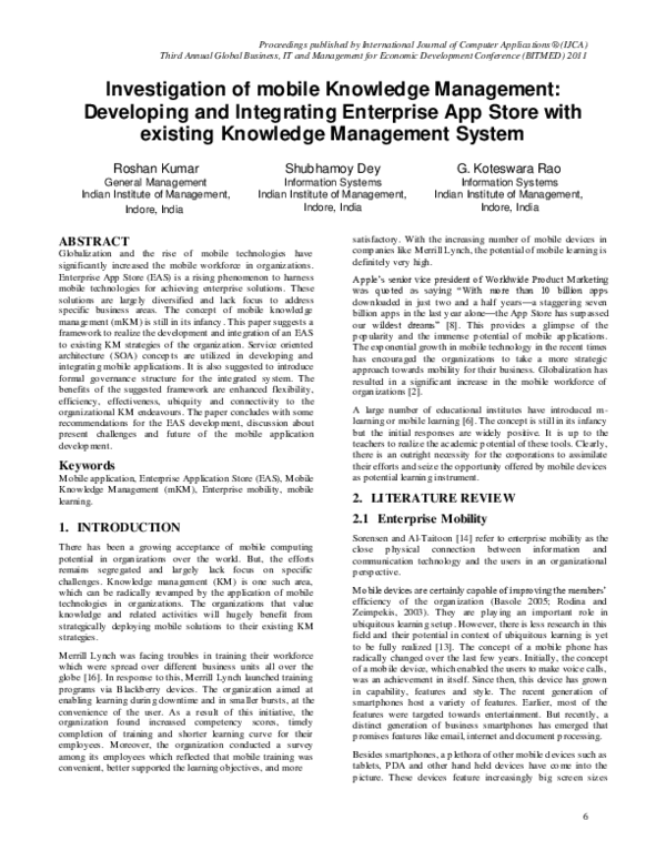 (PDF) Investigation of mobile Knowledge Management: Developing and ...
