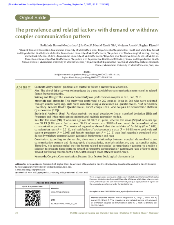 (PDF) The prevalence and related factors with demand or withdraw ...