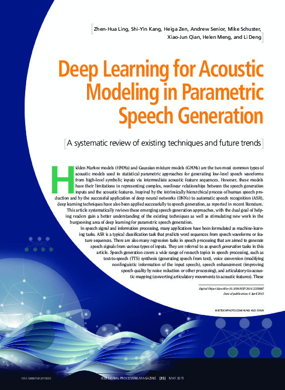 (PDF) Deep Learning for Acoustic Modeling in Parametric Speech Generation: A systematic review ...