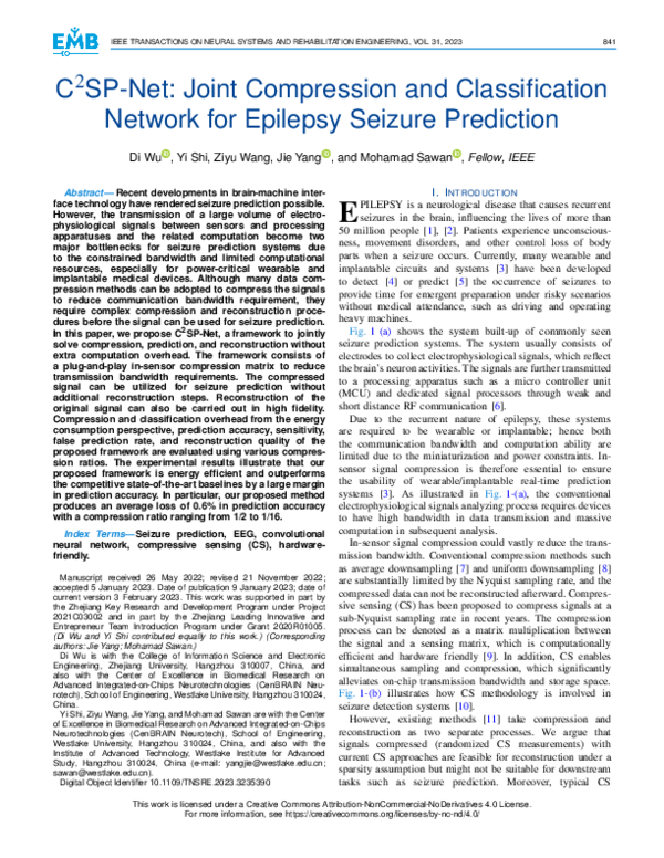 Pdf C2sp Net Joint Compression And Classification Network For Epilepsy Seizure Prediction