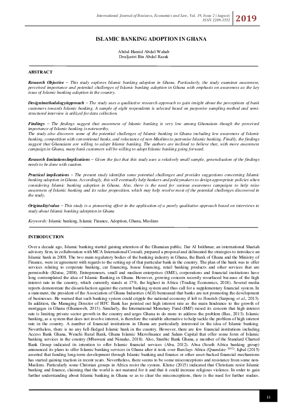 (PDF) Islamic banking adoption in Ghana