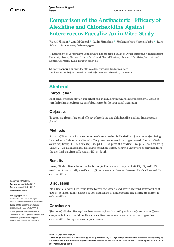 (PDF) Comparison of the Antibacterial Efficacy of Alexidine and ...
