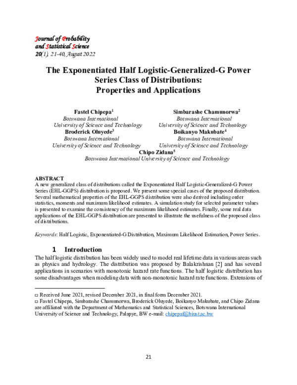 (PDF) Exponentiated Half Logistic-GGPS Distribution: Properties & Applications