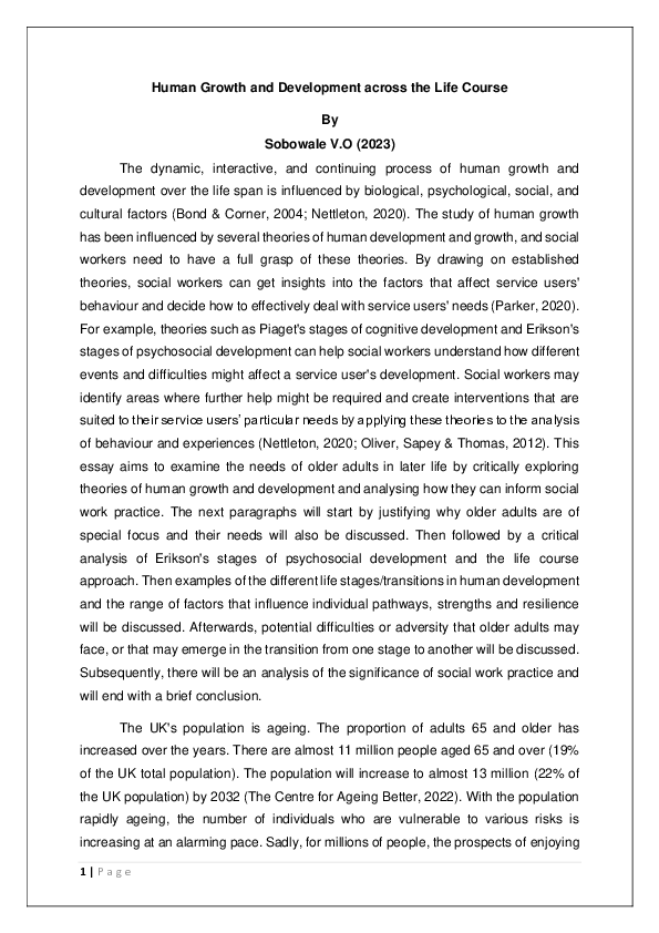 (PDF) Human Growth and Development across the Life Course