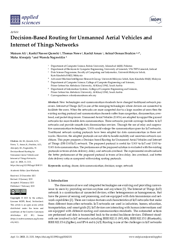 (PDF) Decision-Based Routing for Unmanned Aerial Vehicles and Internet of Things Networks