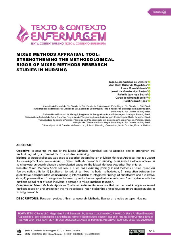 (PDF) Mixed Methods Appraisal Tool: Strengthening the Methodological Rigor of Mixed Methods ...