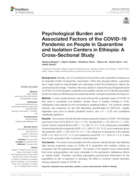 (PDF) Psychological Burden and Associated Factors of the COVID-19 ...