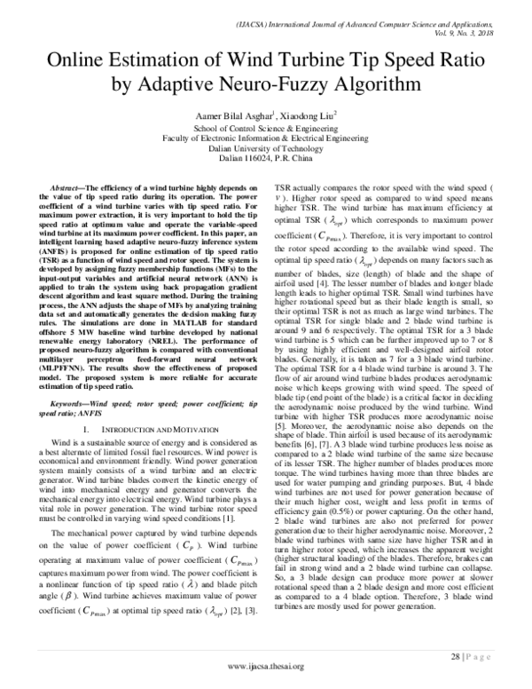 (PDF) Online Estimation of Wind Turbine Tip Speed Ratio by Adaptive ...